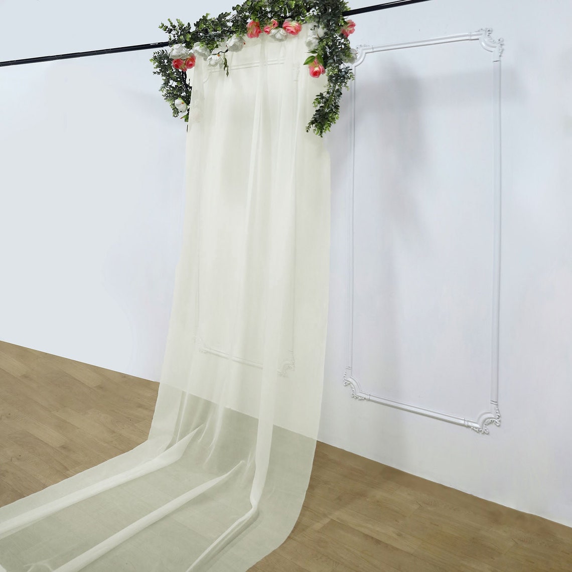 5ftx14ft Premium Ivory Chiffon Curtain Panel Backdrop With Rod Pocket ...