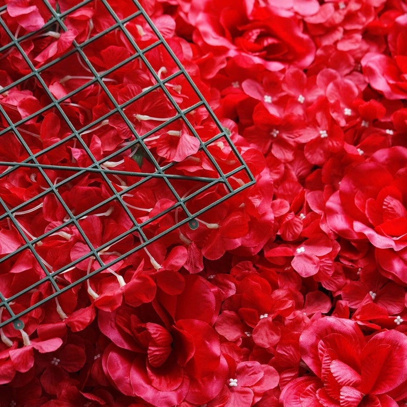 11 Sq Ft 4 Panels Red Silk Rose & Hydrangea Flower Wall - Etsy