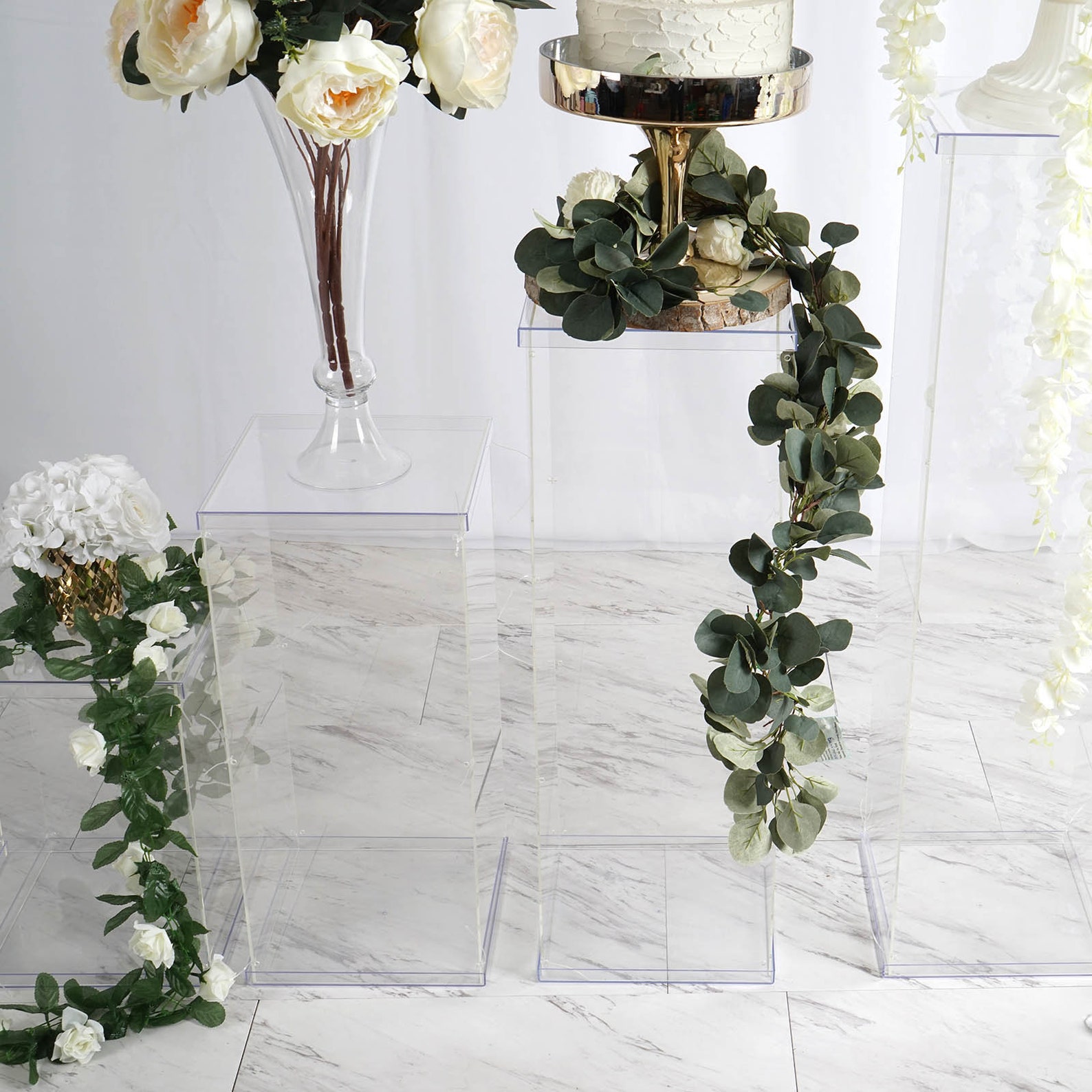 Set of 5 Clear Acrylic Display Boxes Pedestal Stand Riser - Etsy