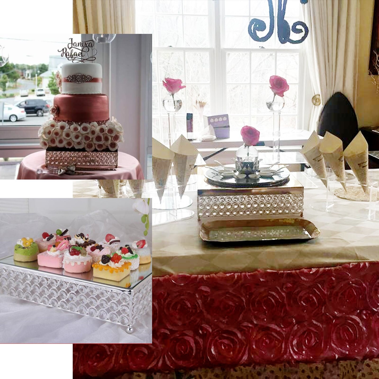 16 Gold Cake Stand Crystal Beaded Metal Cake Stand | Etsy