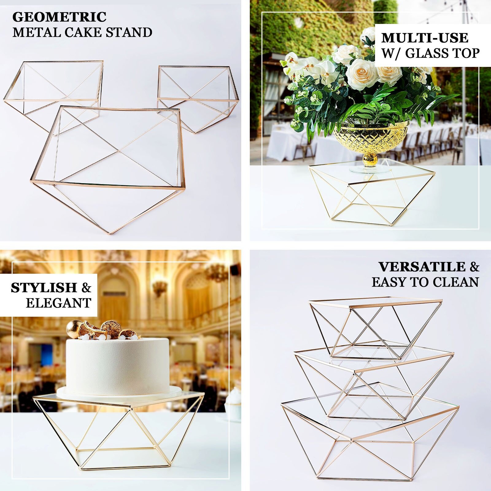 12 Geometric Cake Stand Gold Display Riser Metal Cake - Etsy