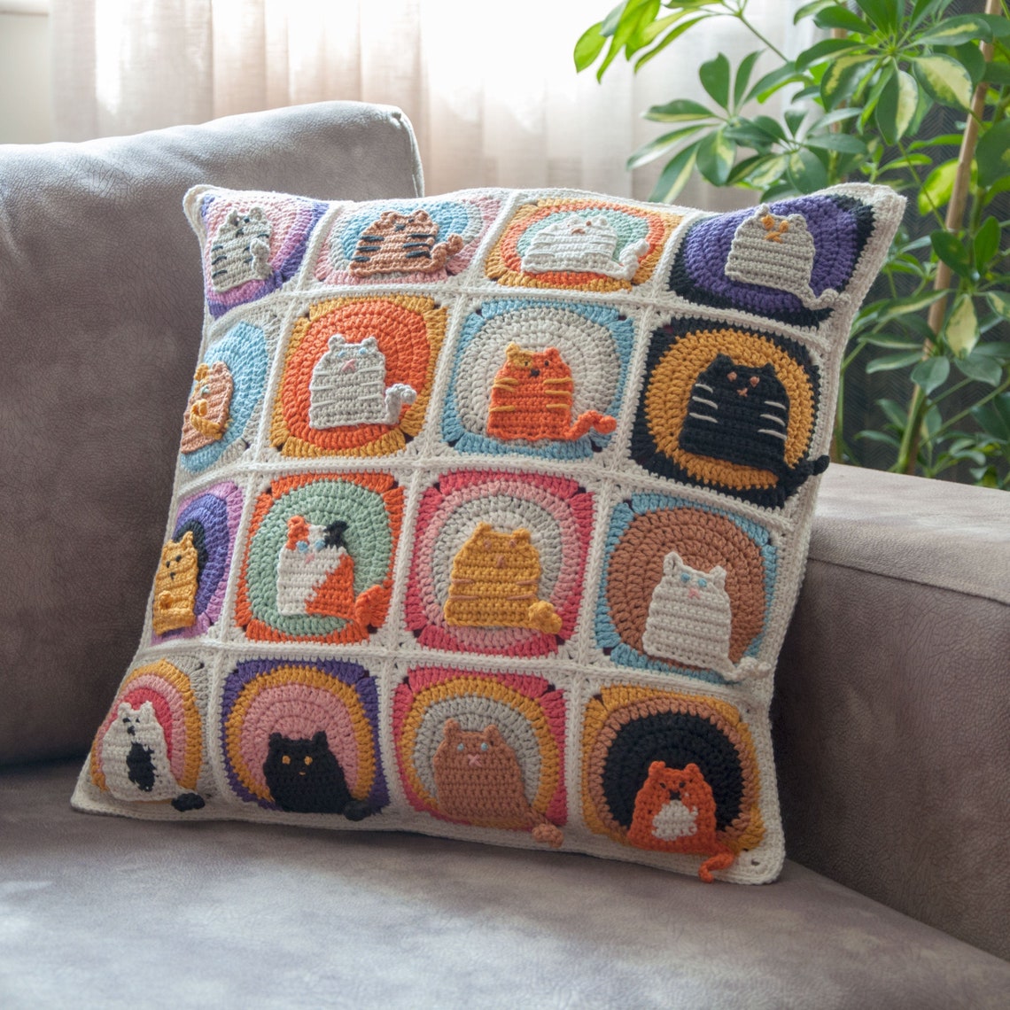 Cat Figured Pillowcase Cats Pillow Case Cats Square Cushion - Etsy
