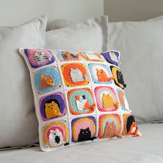 Cat Figured Pillowcase Cats Pillow Case Cats Square Cushion - Etsy