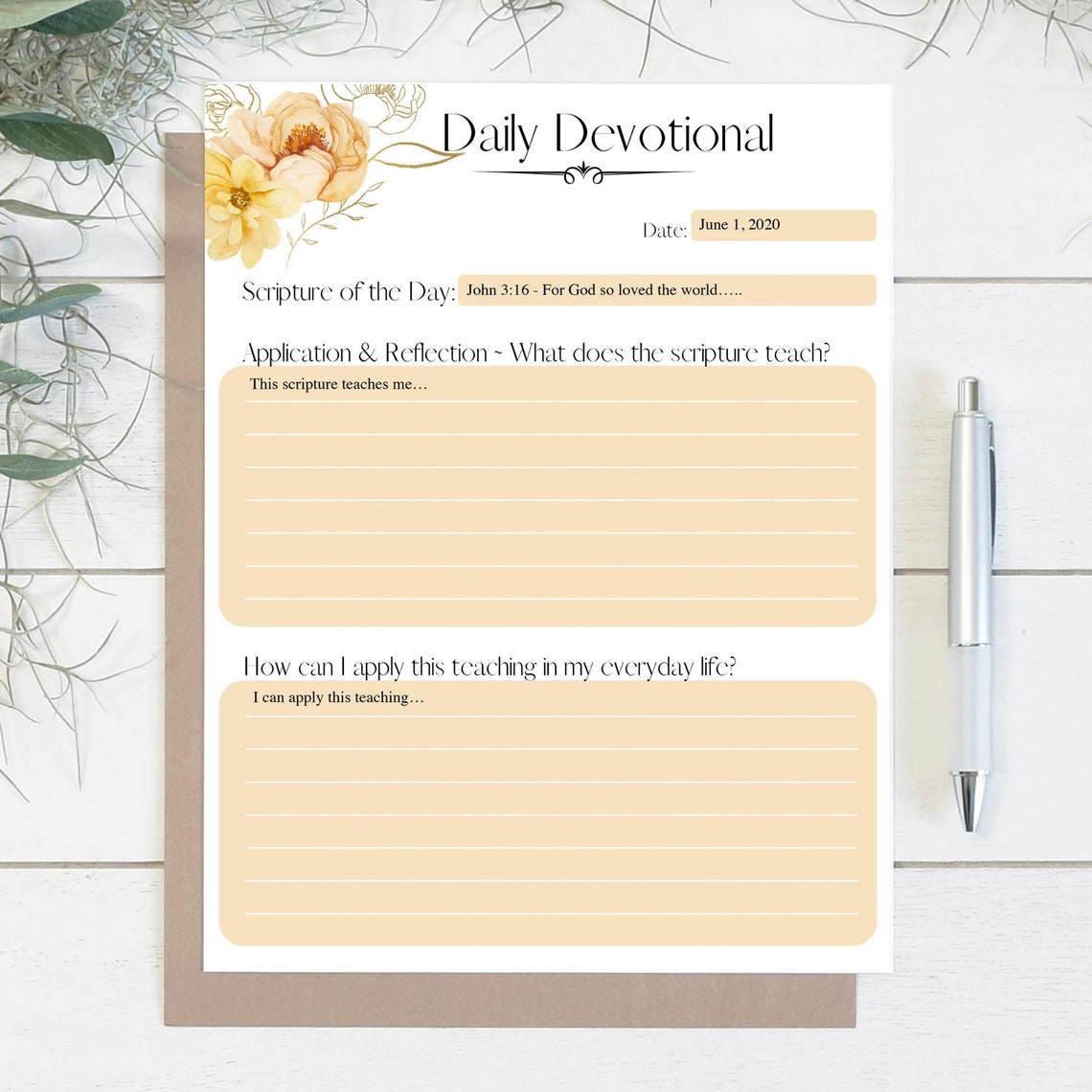 Daily Devotional Printable, Bible Study Tool, PDF Devotional, Bible ...