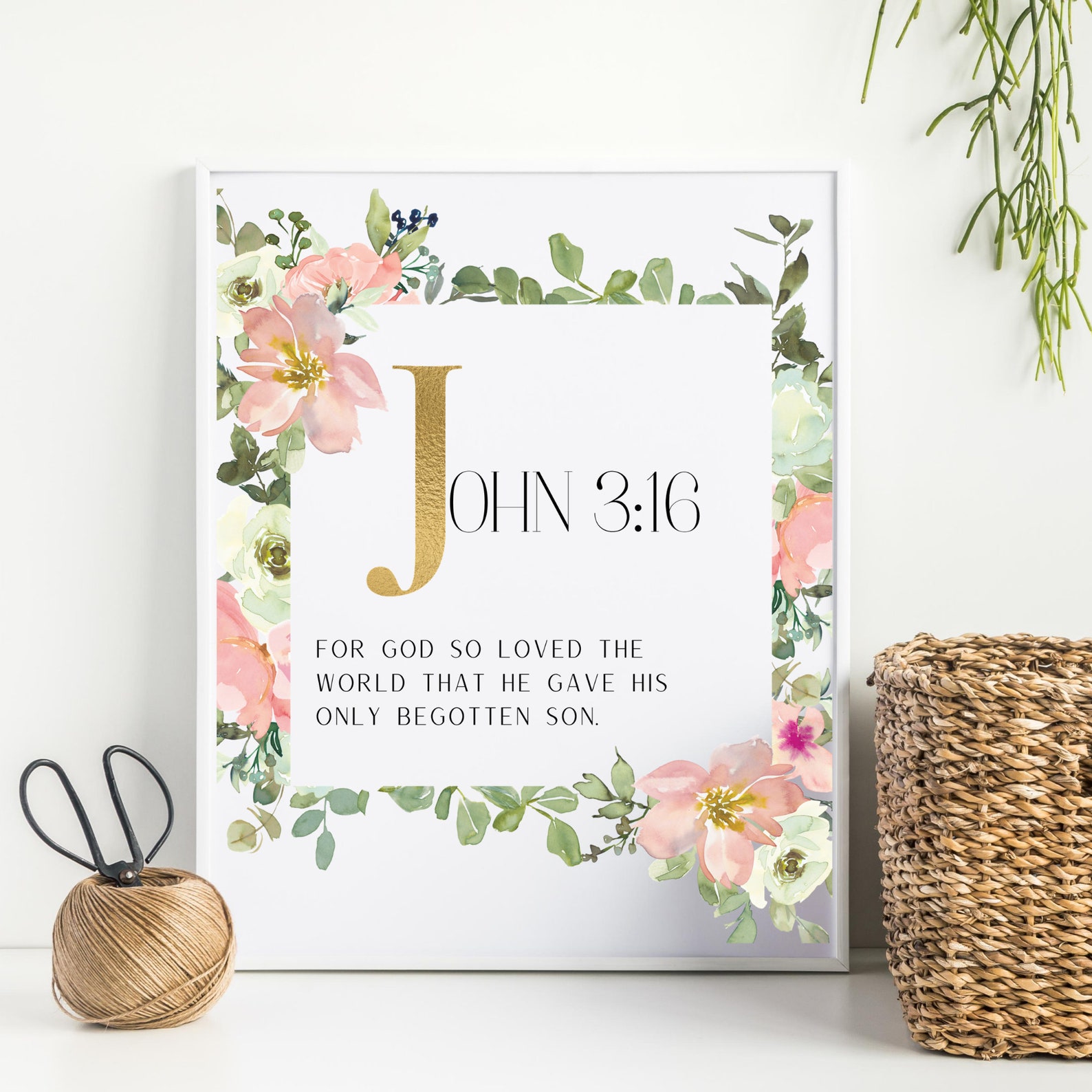 John 3:16 Wall Printable Bible Verses for God so Loved the - Etsy