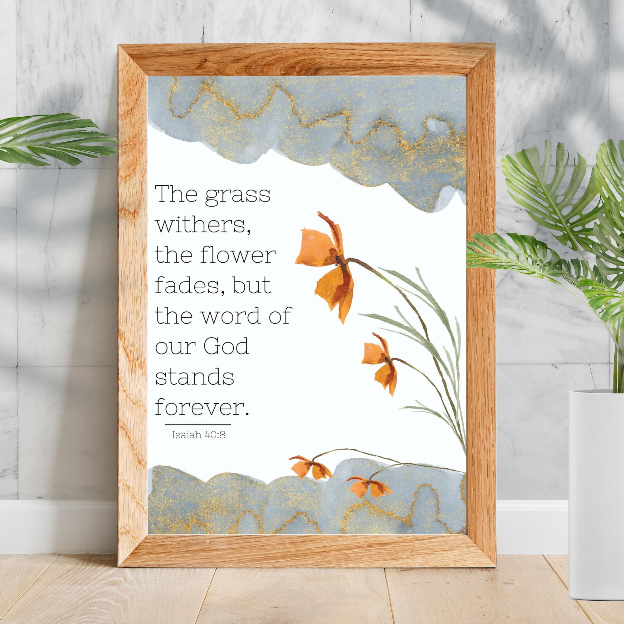 The Grass Withers Bible Verse Printable Wall Art, Digital Download ...