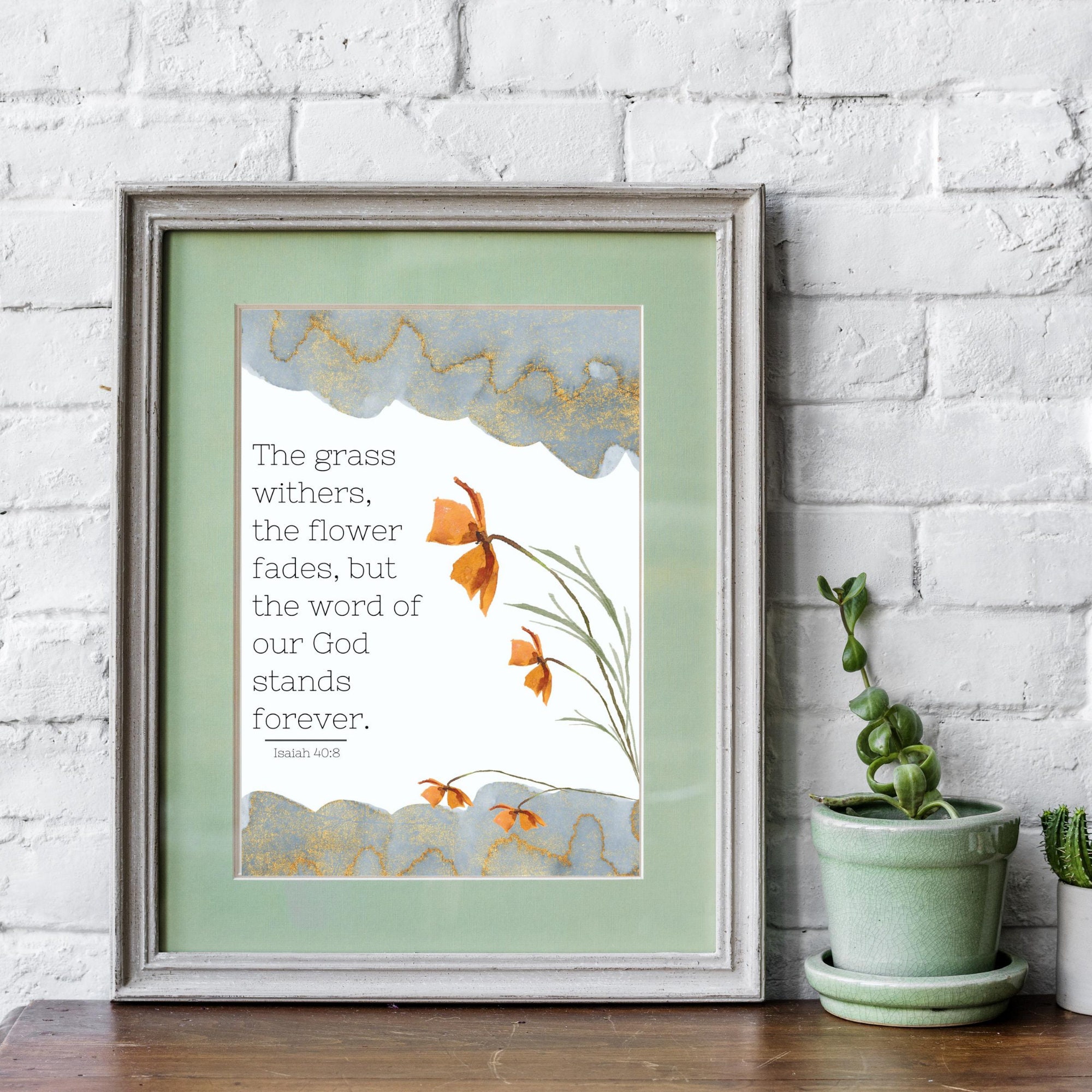 The Grass Withers Bible Verse Printable Wall Art, Digital Download ...