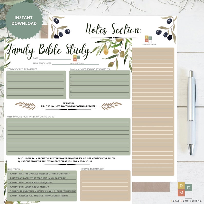 Family Bible Study Planner Printable, Digital Download, Journaling ...