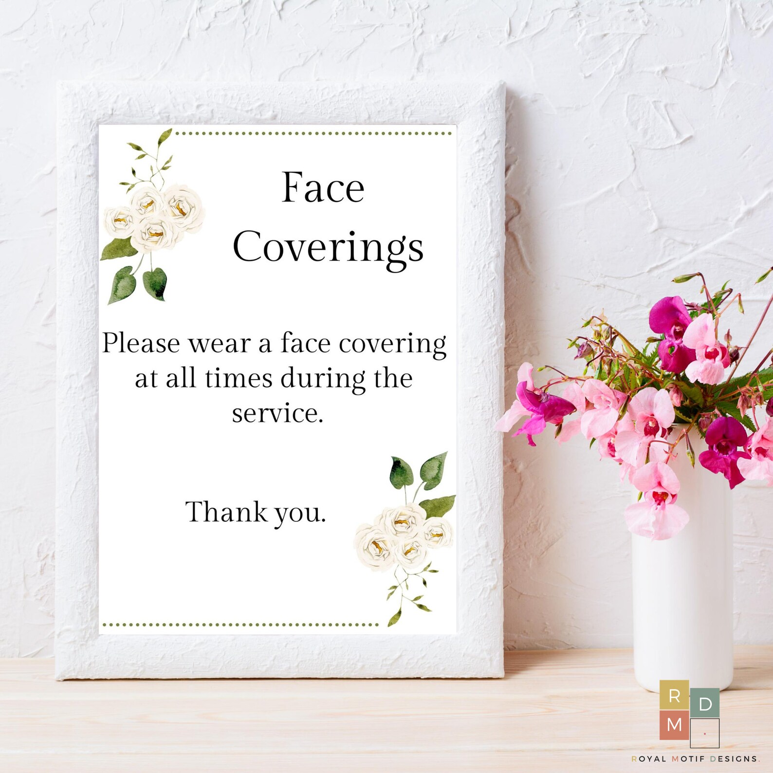 Floral Welcome Sign, Digital Download, Masks Required Sign, Covid ...