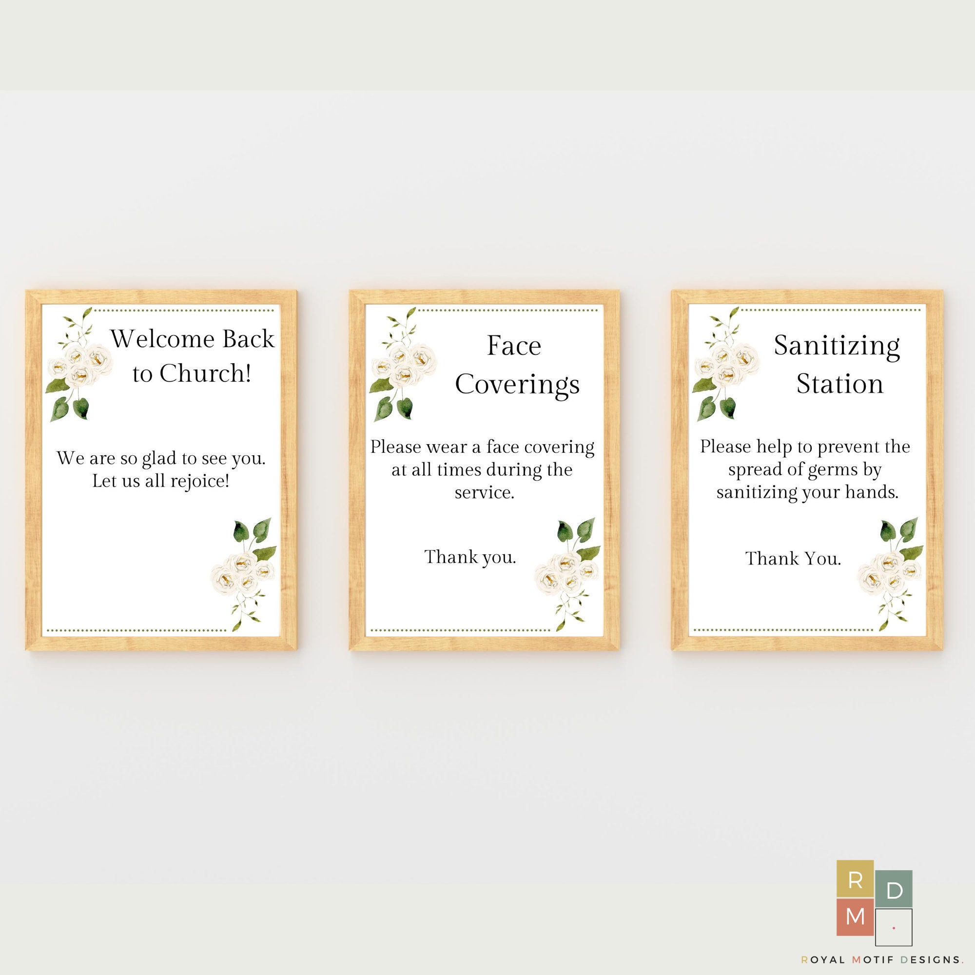 Floral Welcome Sign, Digital Download, Masks Required Sign, Covid ...