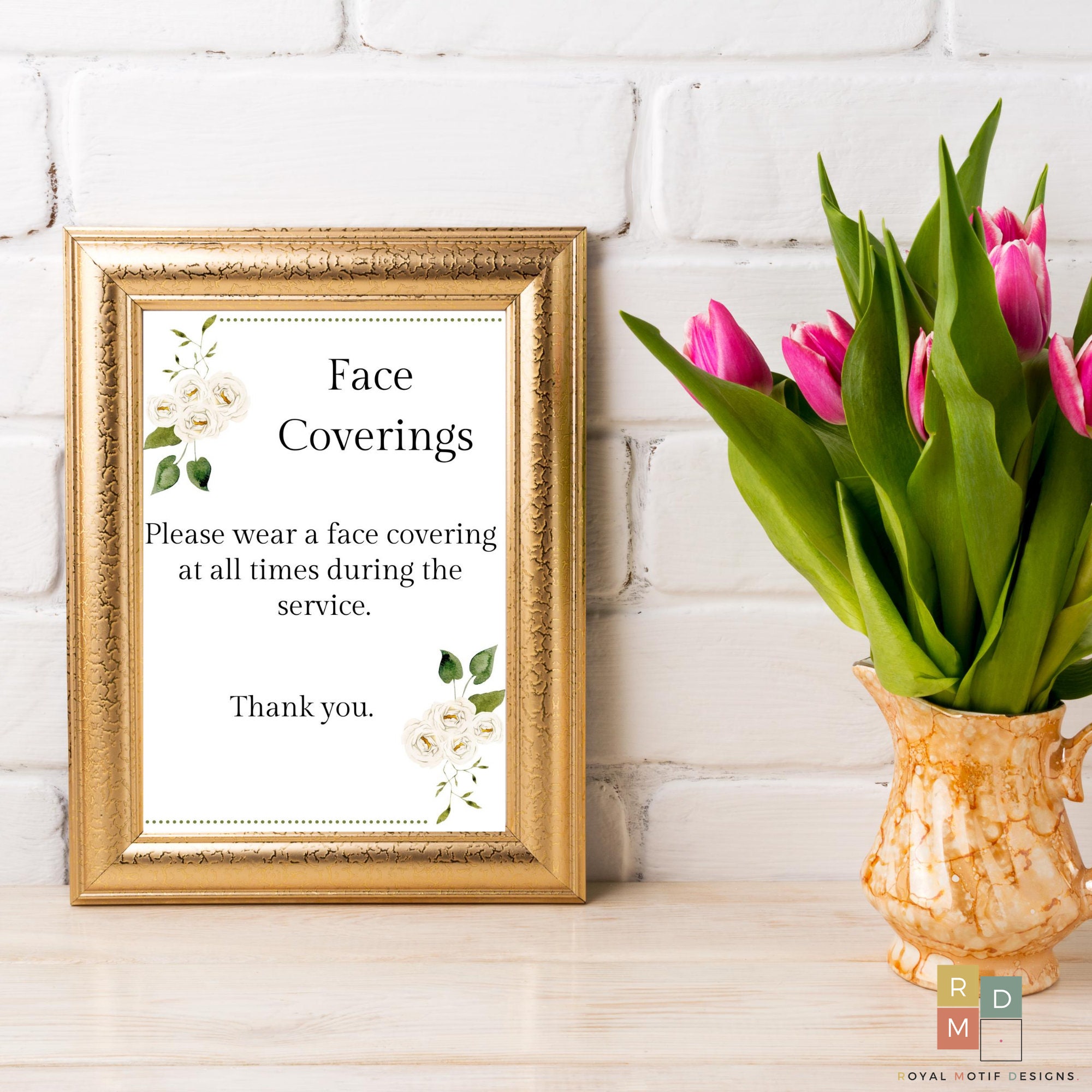 Floral Welcome Sign, Digital Download, Masks Required Sign, Covid ...