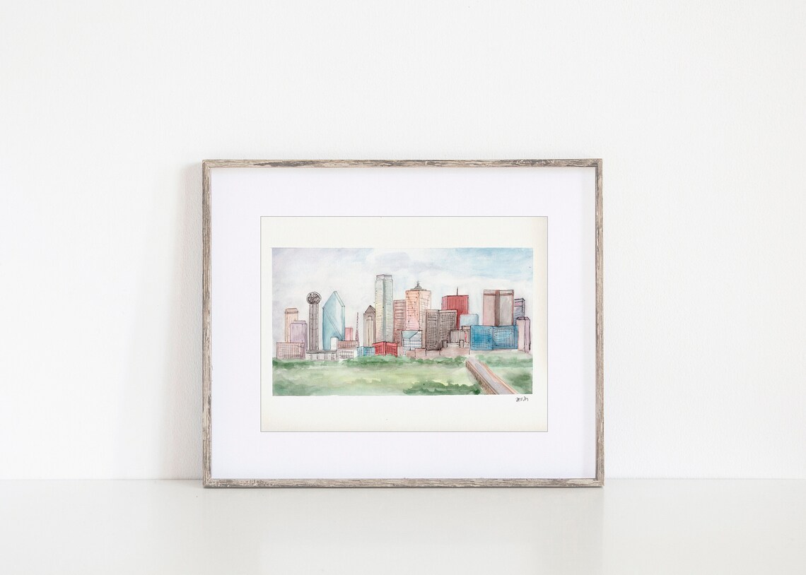 Dallas Wall Art, Dallas Skyline Art Print, Dallas Texas Art Print ...