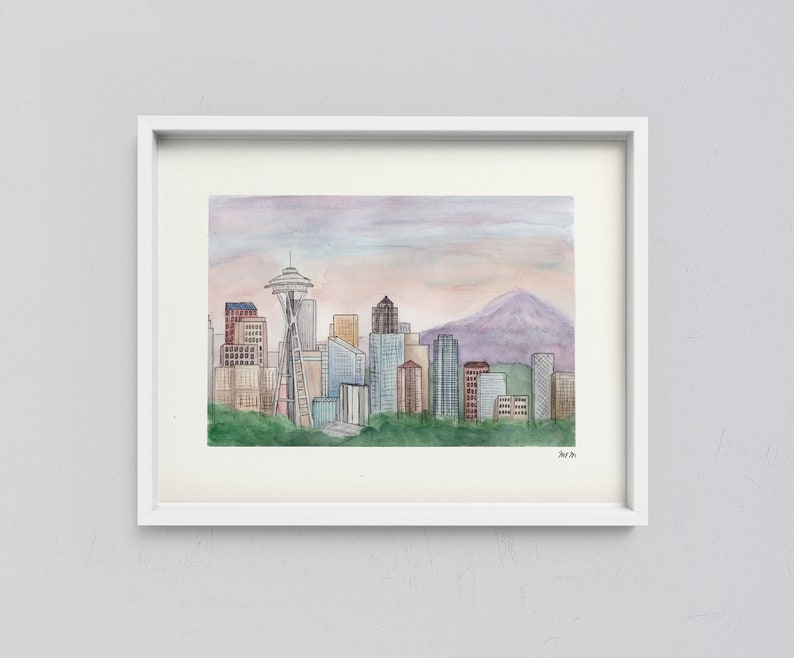 Seattle Art Print, Seattle Skyline Print, Seattle Washington Artwork - Etsy
