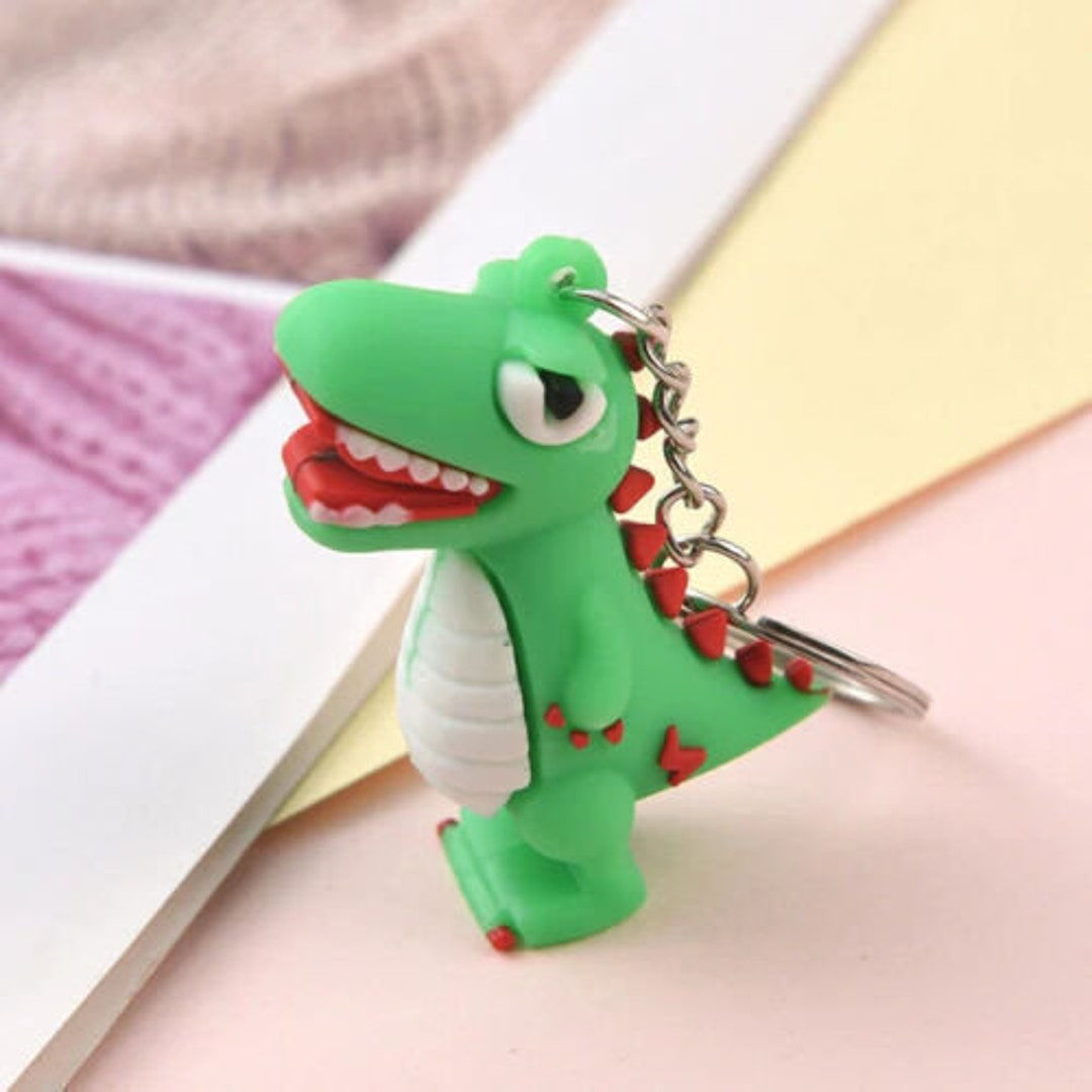 Cute T-rex Dinosaur Keyring Green - Etsy