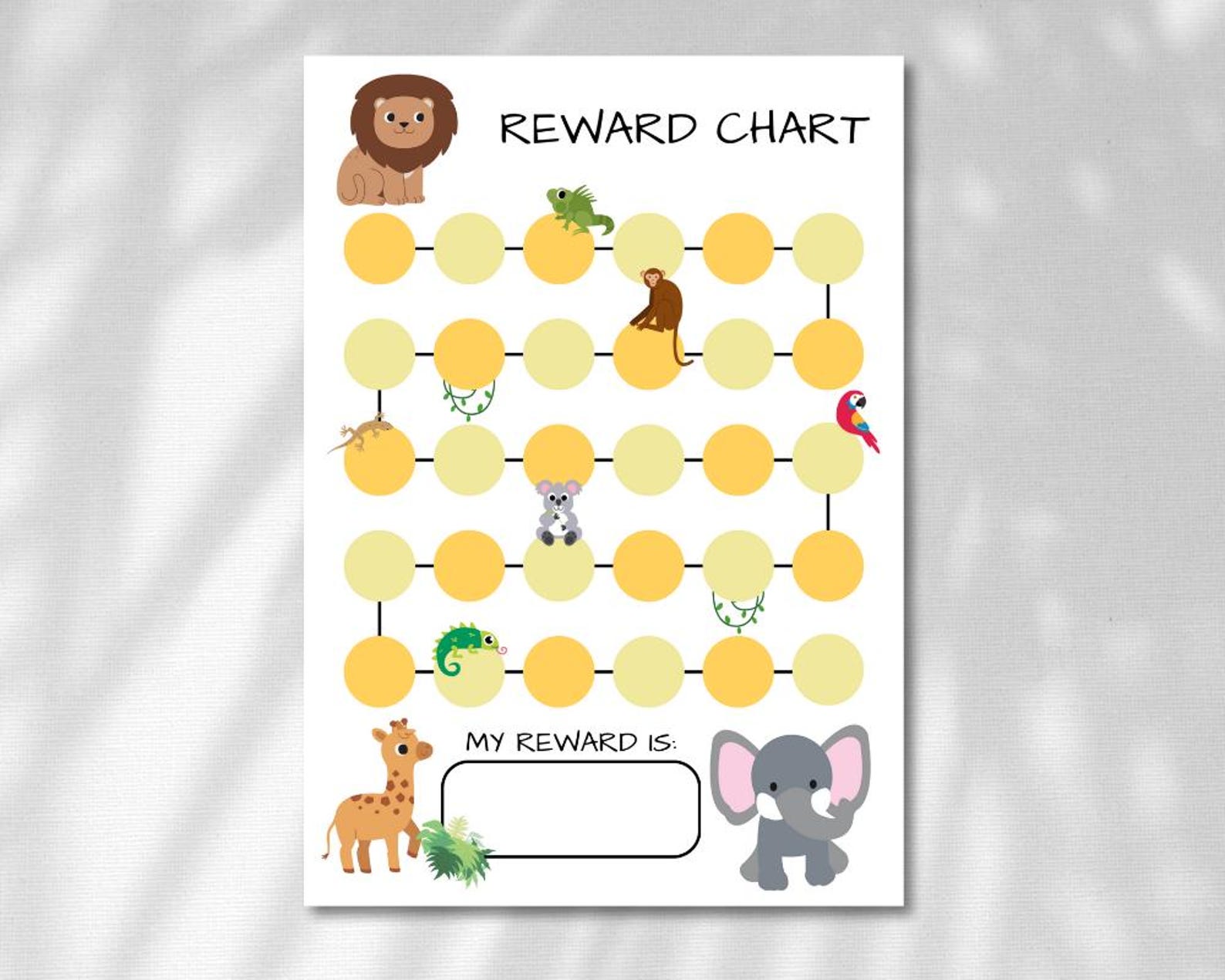 Printable Reward Chart Jungle Edition, Reward Chart, Children's Reward ...