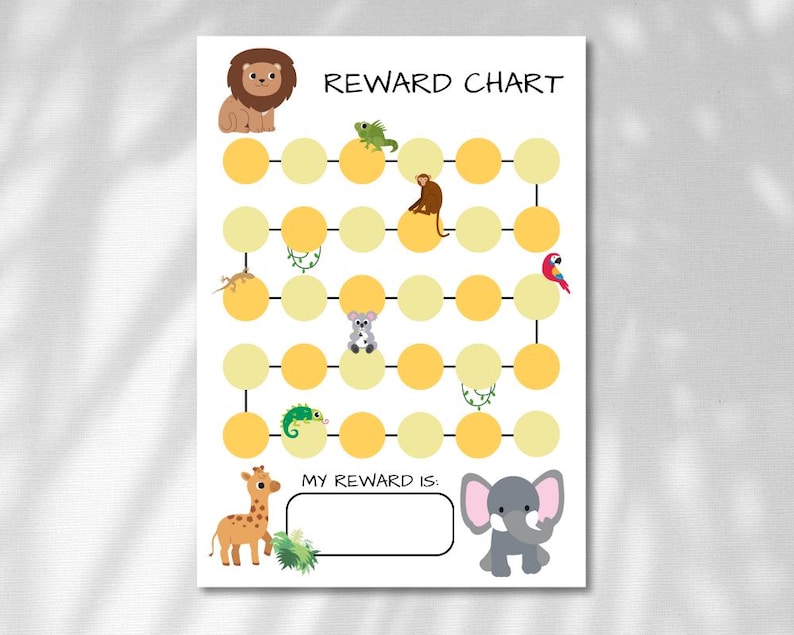 Printable Reward Chart Jungle Edition, Reward Chart, Children's Reward ...