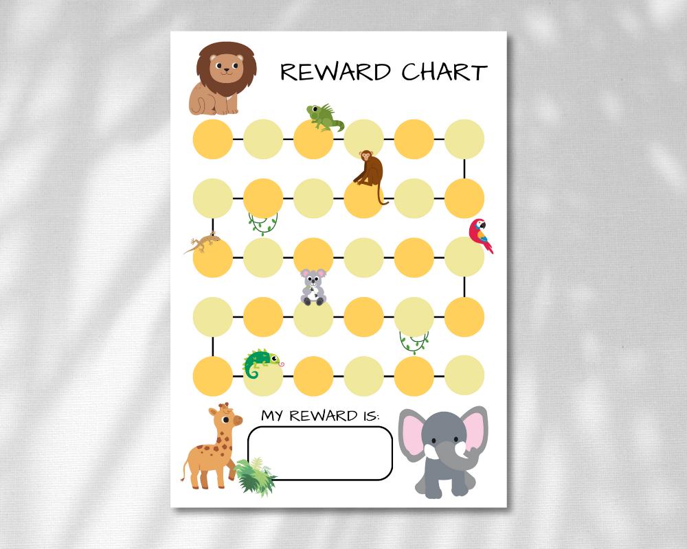 Printable Reward Chart Jungle Edition, Reward Chart, Children's Reward ...
