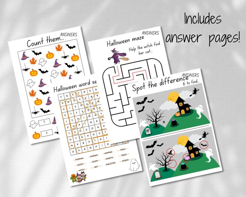 Printable Halloween Activity Pages, 10 Activities - Halloween Activity ...