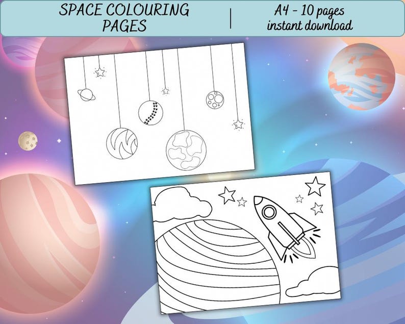 Printable Space Colouring Pages for Kids – 10 Page A4 Colouring Book ...