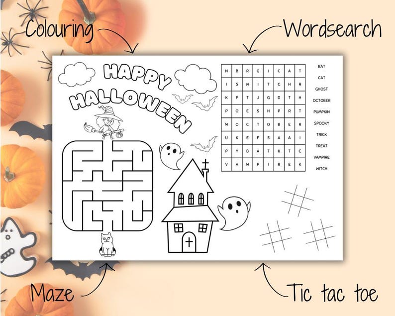 Printable Halloween Placemat - Halloween Printable Placemat Activity ...