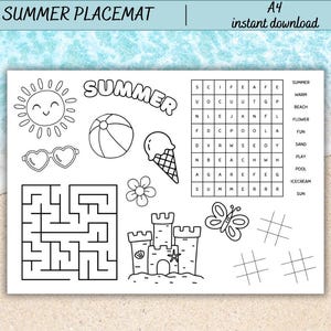Printable Summer Activity Placemat for Kids – A4 Colouring Page | Maze ...