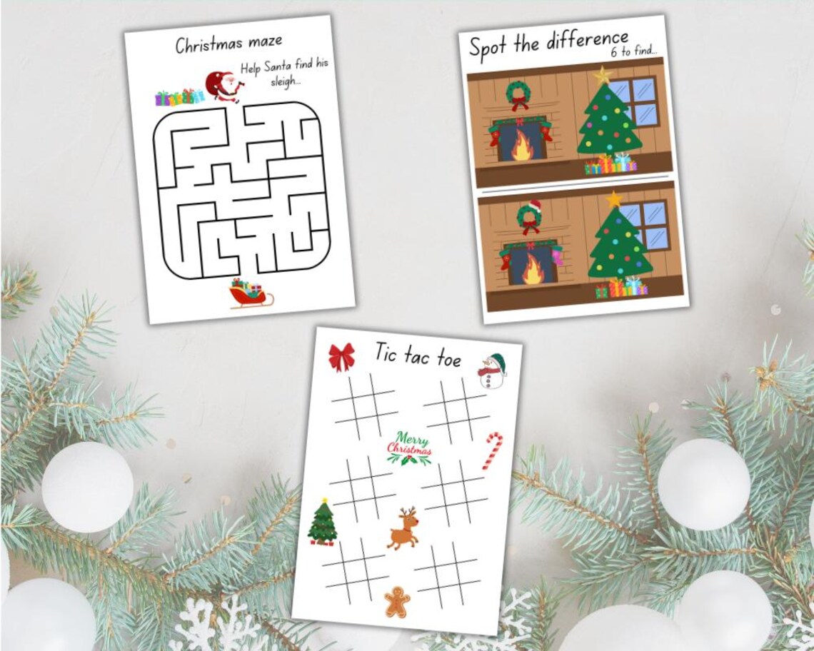 Printable Christmas Activity Pages: 10 Kids Games (PDF) - Etsy