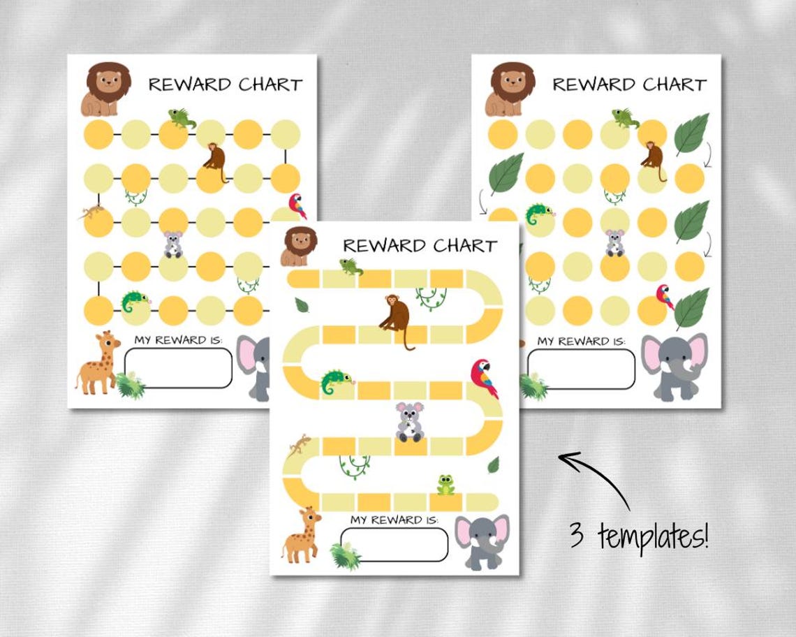 Printable Reward Chart Jungle Edition, Reward Chart, Children's Reward ...