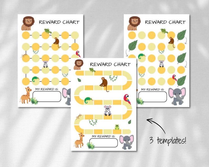 Printable Reward Chart Jungle Edition, Reward Chart, Children's Reward ...