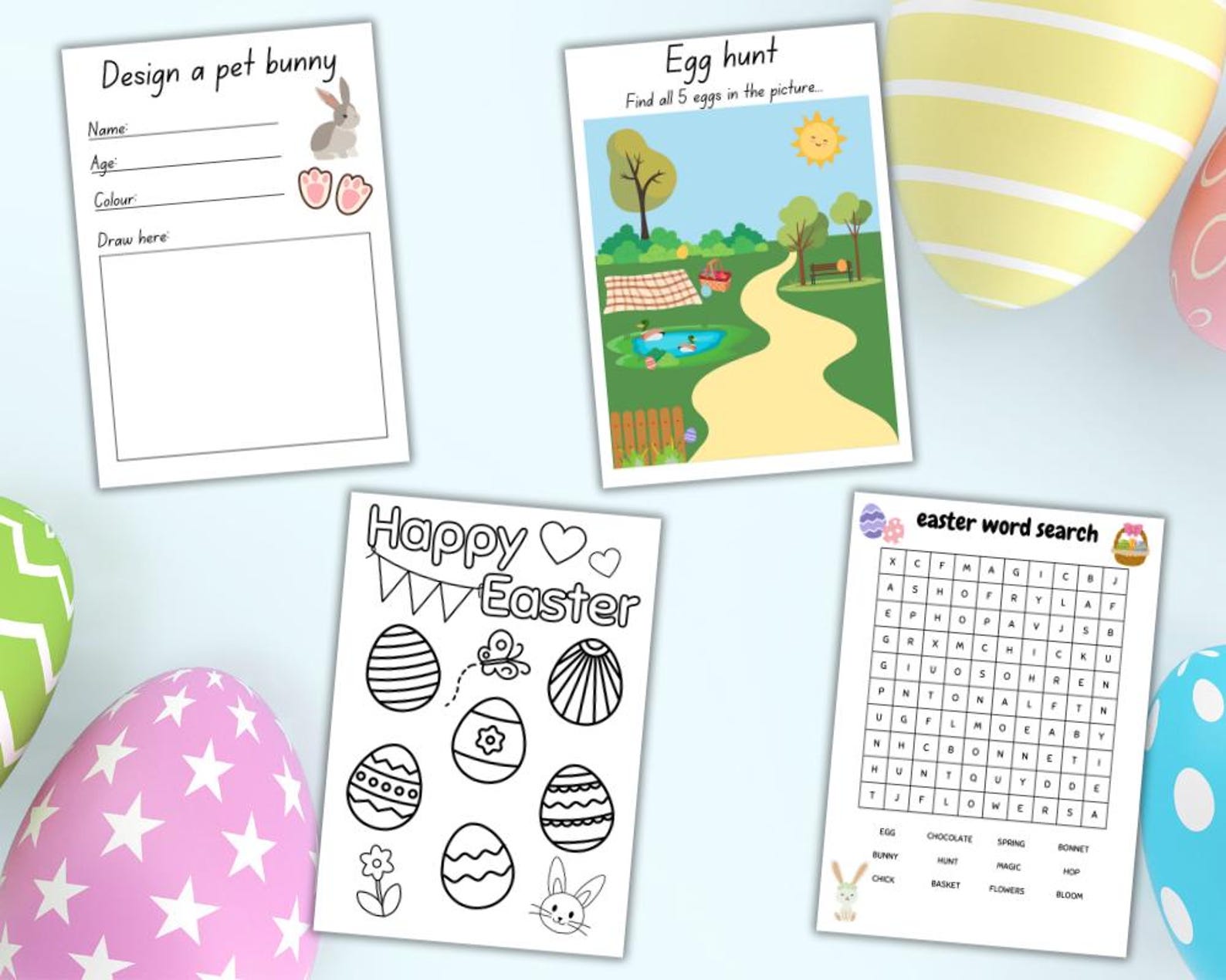 Printable Easter Activity Pages for Kids | 16-page Easter Fun Pack ...