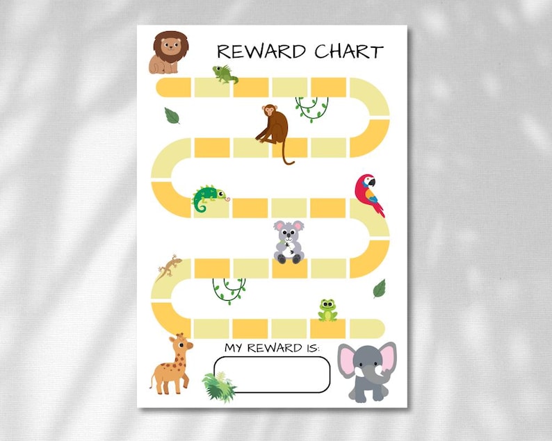 Printable Reward Chart Jungle Edition, Reward Chart, Children's Reward ...