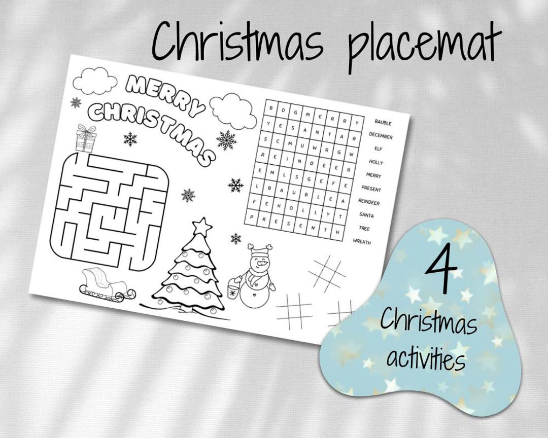 Printable Christmas Placemat - Christmas Printable Placemat Activity ...