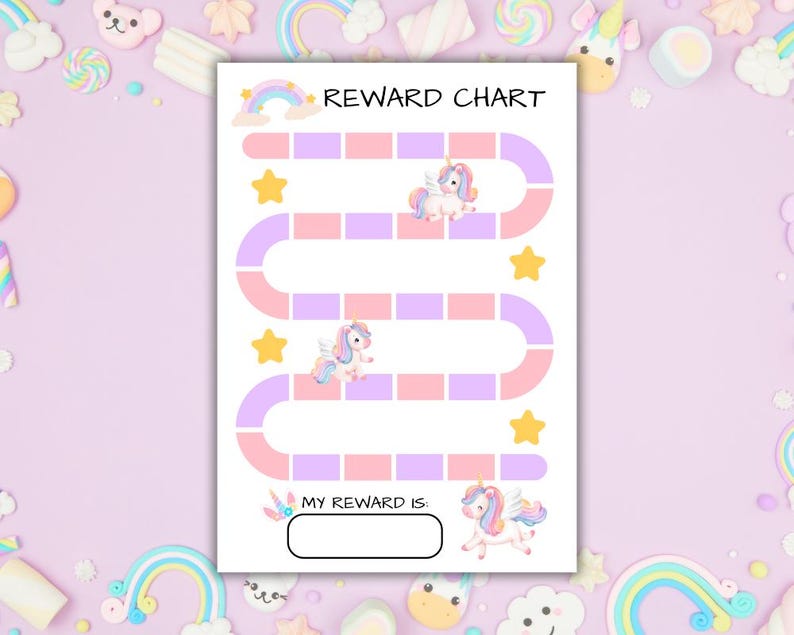 Unicorn Reward Chart: Kids' Printable Behavior Tracker (PDF Download A4 ...