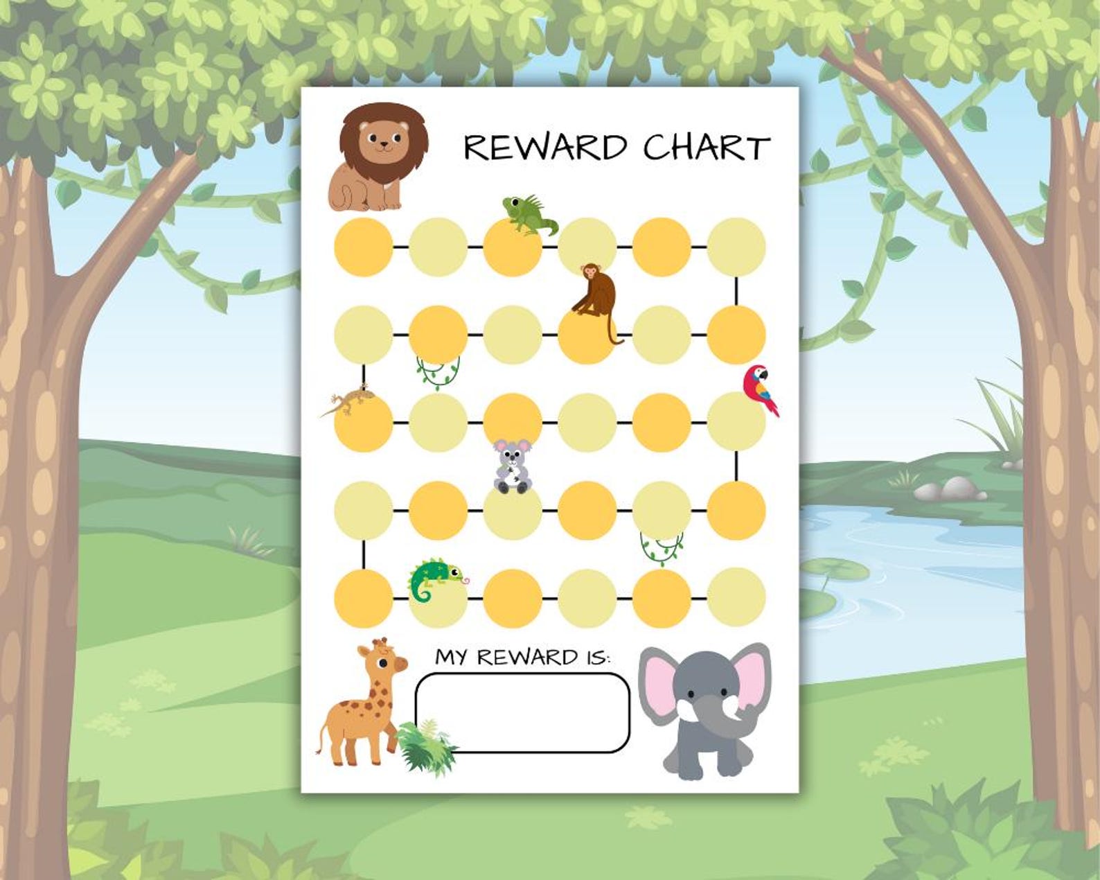 Jungle Reward Chart Printable for Kids – 3 Colourful Templates | A4 ...