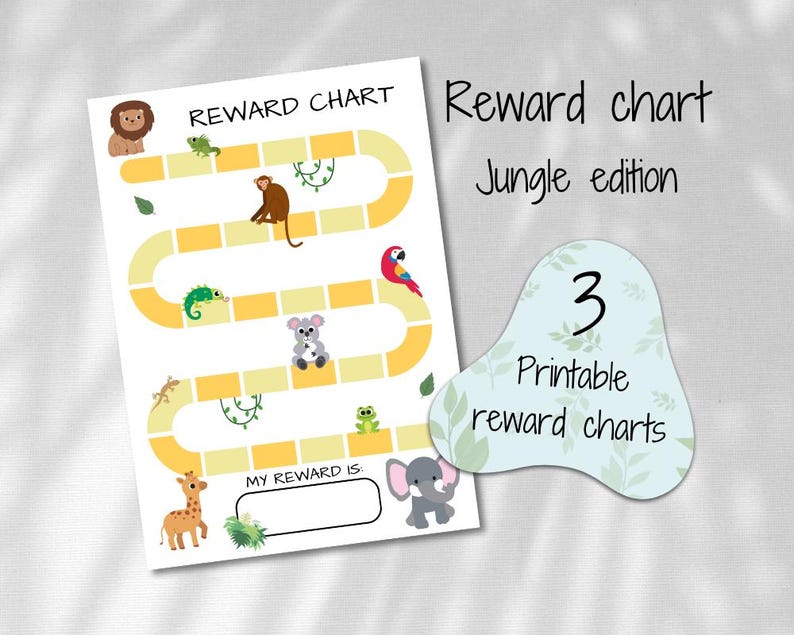 Printable Reward Chart Jungle Edition, Reward Chart, Children's Reward ...