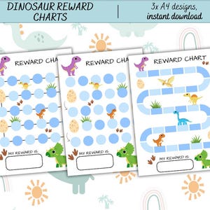 Dinosaur Reward Chart Printable for Kids – 3 Fun A4 Templates ...