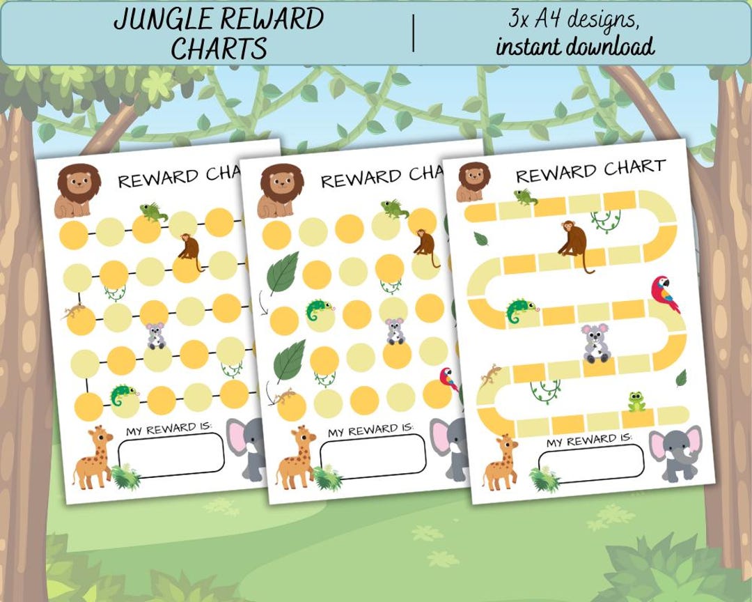 Jungle Reward Chart Printable for Kids – 3 Colourful Templates | A4 ...