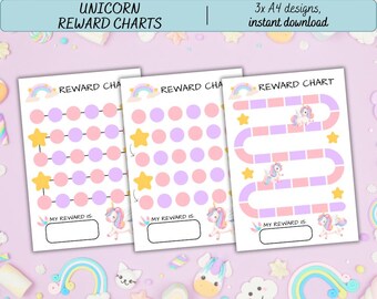 Unicorn Theme Printable Reward Chart for Kids - Etsy