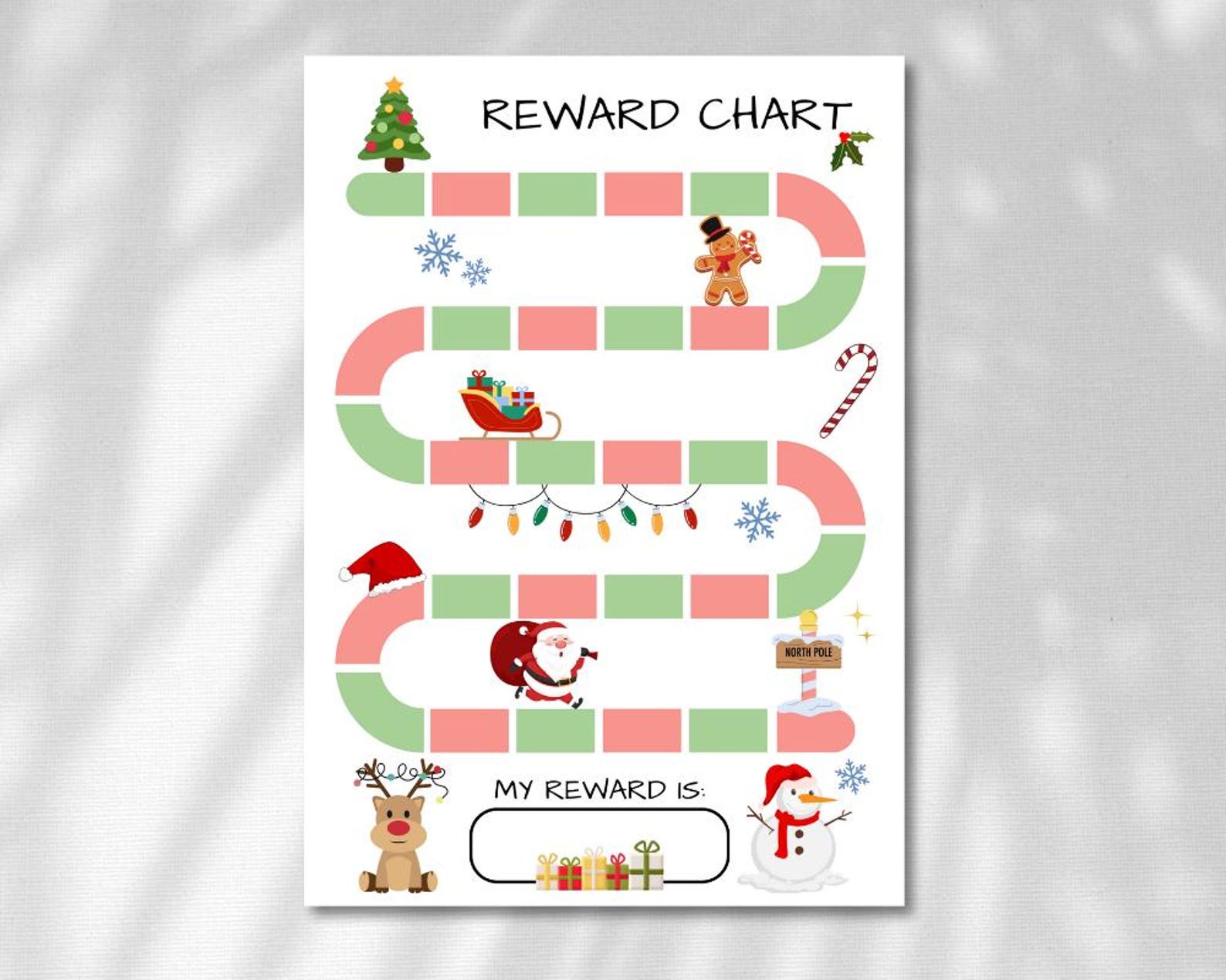 Printable Reward Chart Christmas Edition, Reward Chart, Children's ...