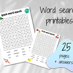 25 Printable Word Search Pages for Kids, Instant Digital Download, Word ...