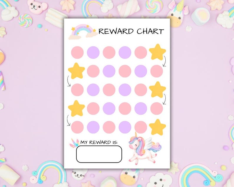 Unicorn Reward Chart: Kids' Printable Behavior Tracker (PDF Download A4 ...
