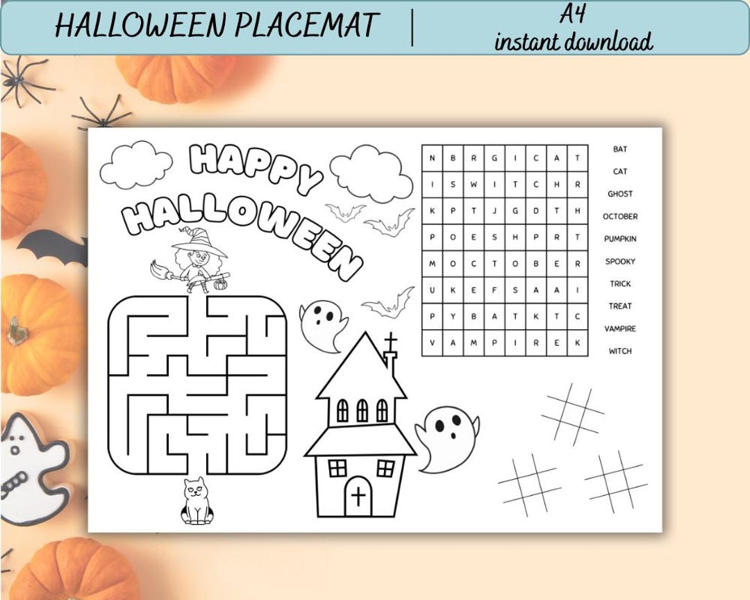 Printable Halloween Placemat - Halloween Printable Placemat Activity ...