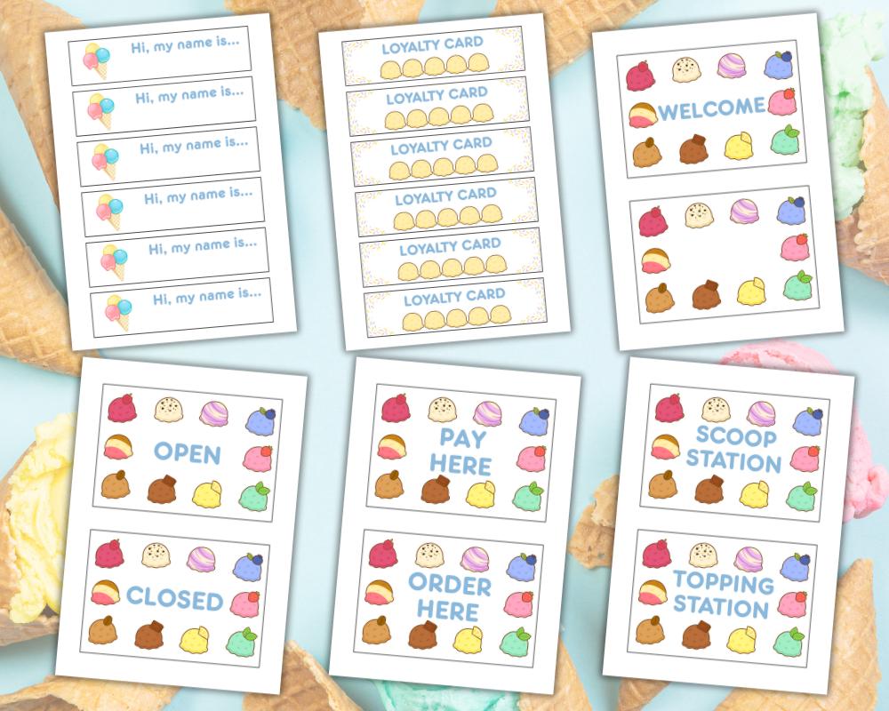 Printable Ice Cream Shop Pretend Play Set: Kids Role Play (PDF Download ...