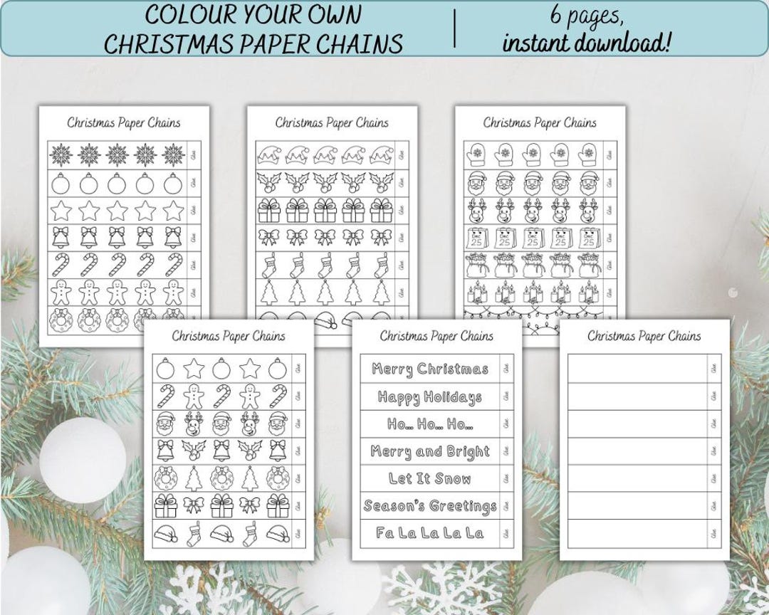 Christmas Paper Chains | Kids Colouring Craft - Christmas Decorations ...