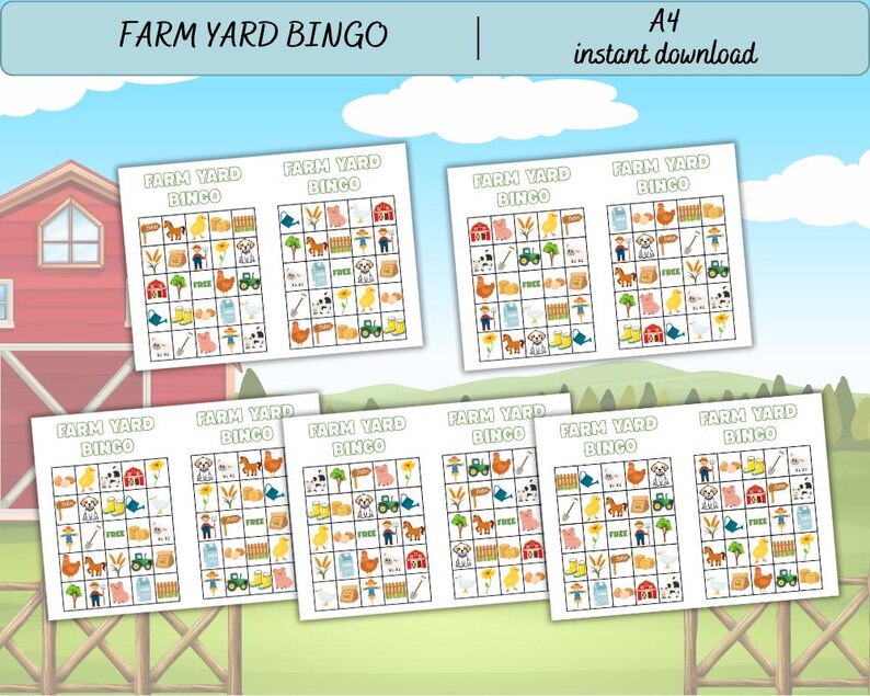 Printable Farm Animal Bingo Game for Kids – 10 Cards + Calling Set ...