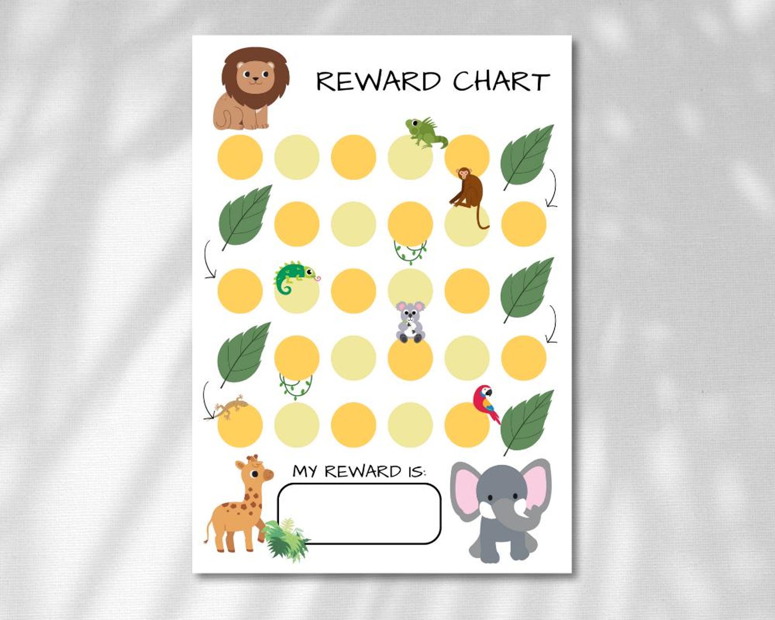 Printable Reward Chart Jungle Edition, Reward Chart, Children's Reward ...