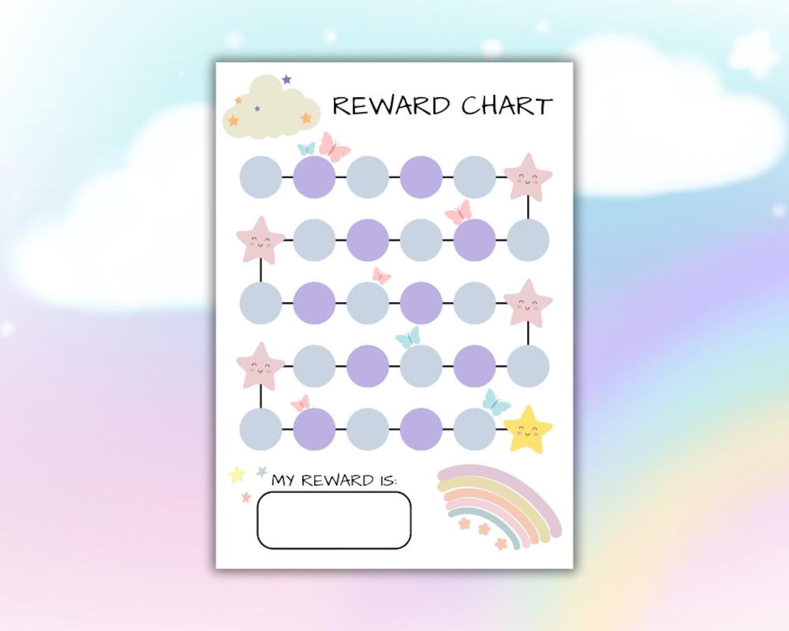 Dreamy Reward Chart for Kids – Pastel Stars & Butterflies Printable ...