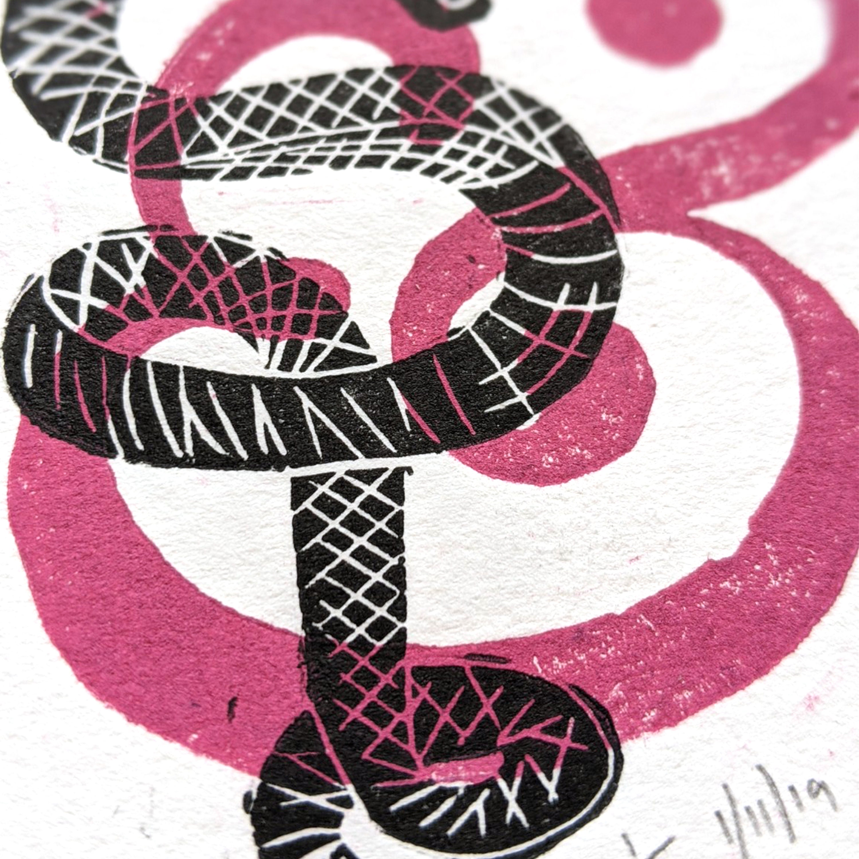 Snake Illustration Original Handmade Lino Print - Etsy