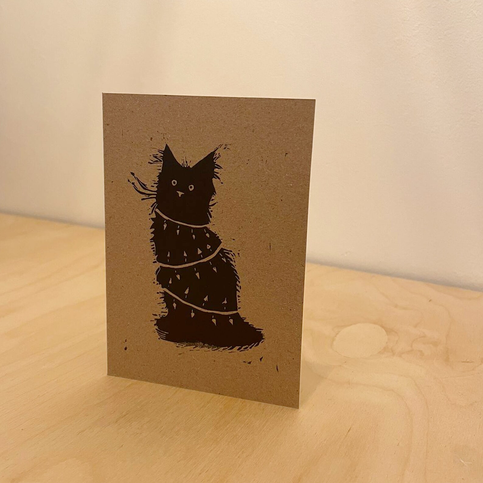 Kitten Christmas Cards, Cat Gift Cards Handmade Lino Print - Etsy