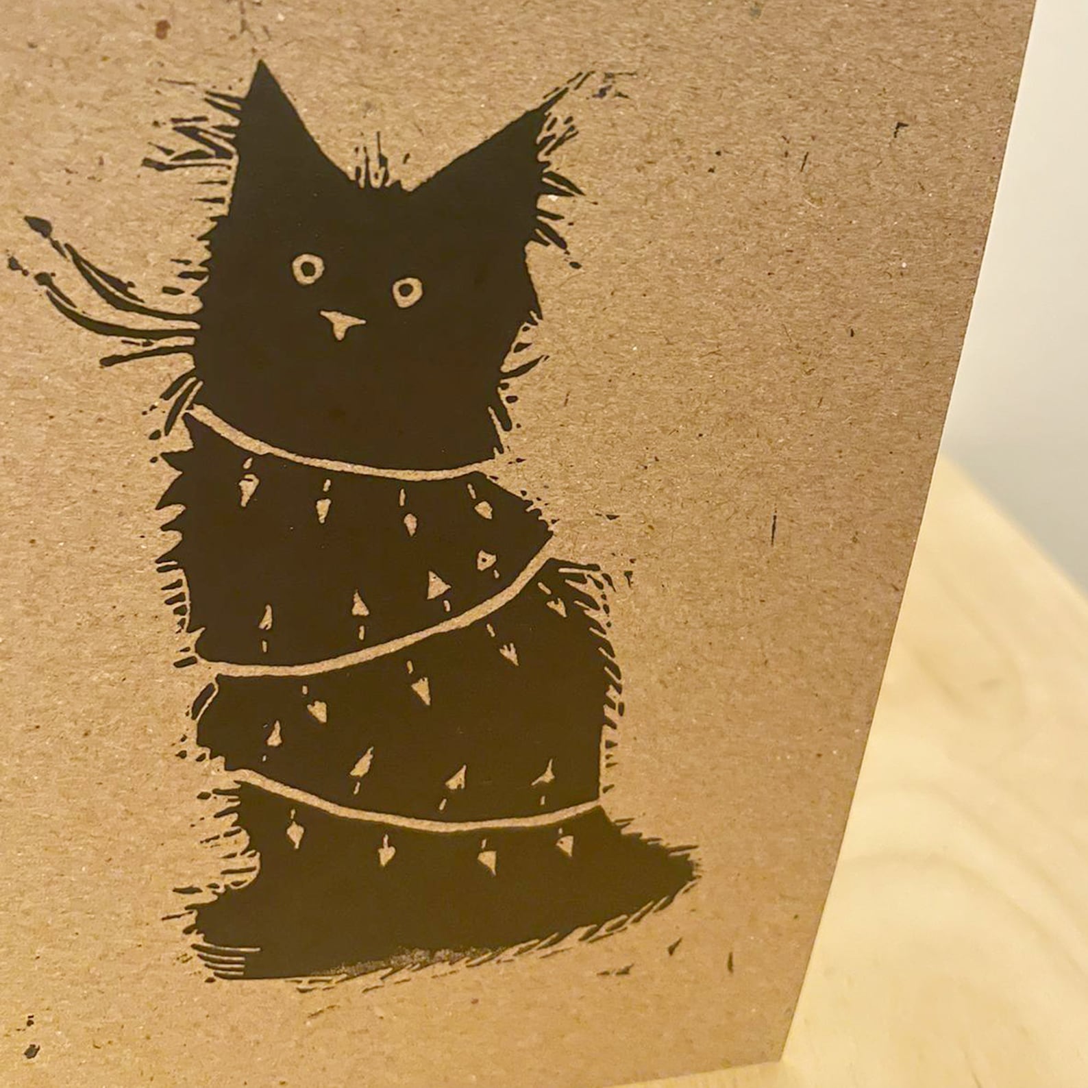 Kitten Christmas Cards, Cat Gift Cards Handmade Lino Print - Etsy