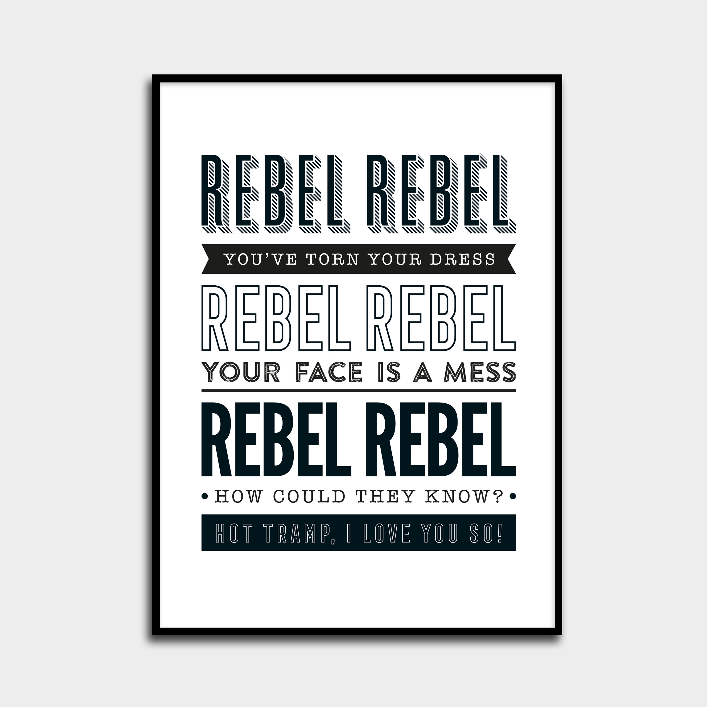 David Bowie Rebel Rebel Song Lyrics Music Wall Art | Etsy